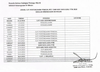 CATATAN CIKGU KELAS PEMULIHAN KHAS SK SRI MELOR: JADUAL CUTI SEMPENA ...