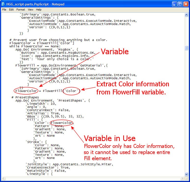 Humbug Graphics Galore: Parts of a Script