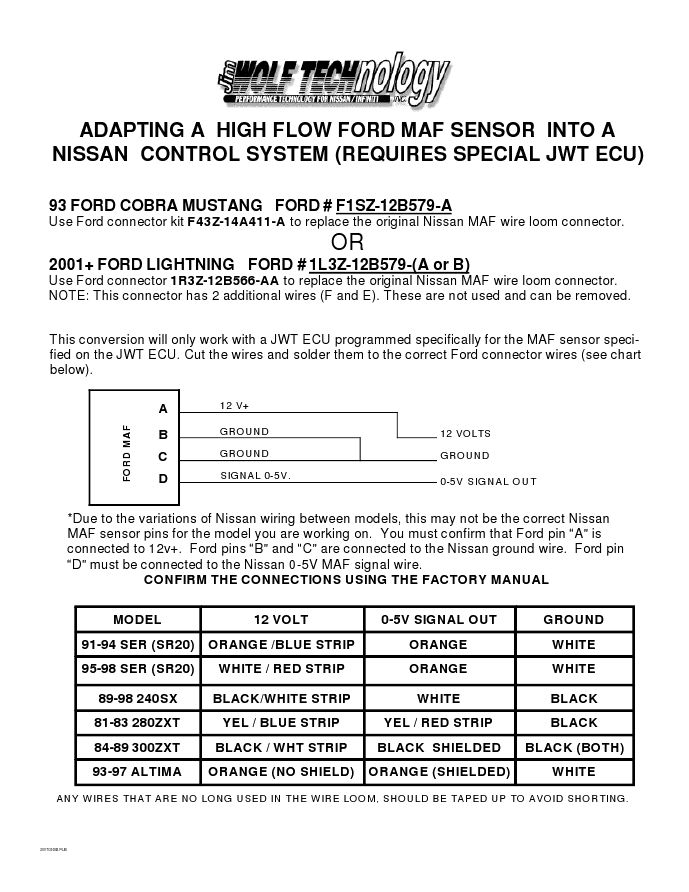 Manual Automotive: Adapting A High Flow Ford Maf Sensor Into A Nissan ...