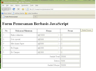 Maya World's: Membuat Form Pemesanan Makanan dan Minuman Berbasis Web