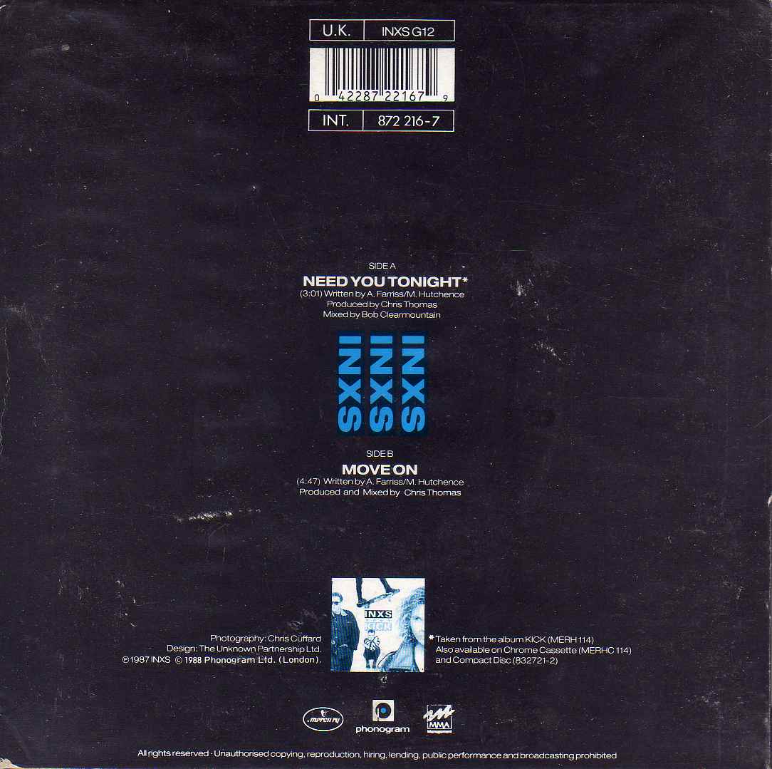 Coleccion En Exceso: Need you Tonight - 7" LP SINGLE - INXSG 12 MERCURY ...