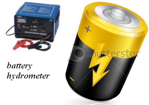 physics dictionary: battery hydrometer