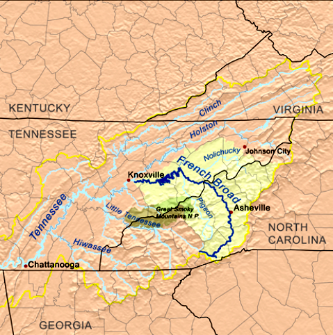 Asheville and Buncombe County: French Broad River Map