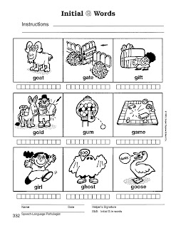 Speech Therapy with Miss Nicole: G initial words