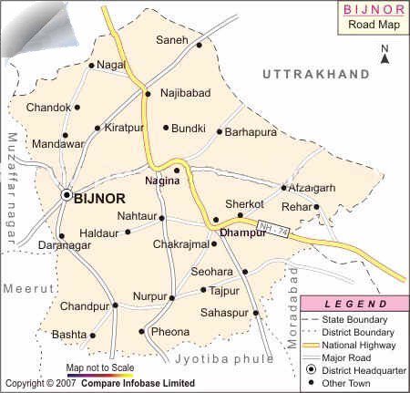 SAHASPUR BIJNOR INDIA: Bijnor map