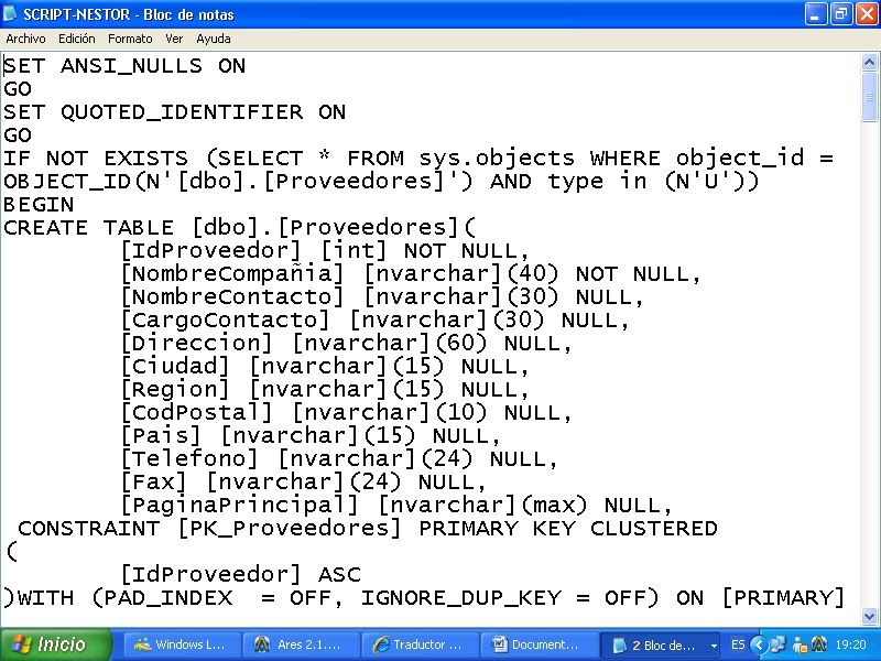 Microsoft SQL Server 2005: Generacion del Script de una Base de Datos