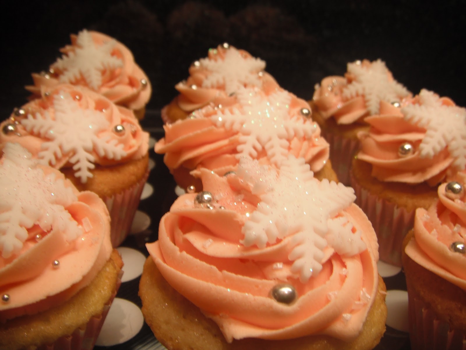 Pink Snowflake Cupcakes