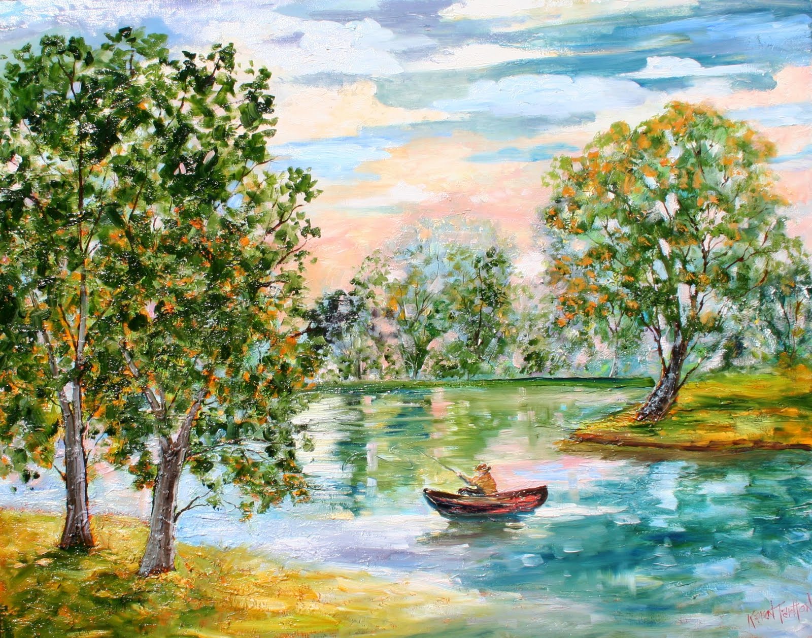 Karen Tarlton: Sunset Pond Fishing