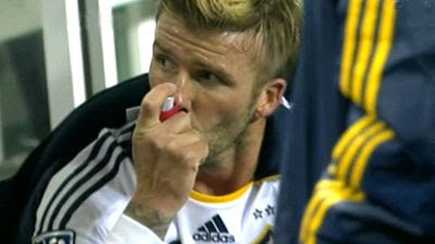 David Beckham caught on camera using an inhaler for the first time