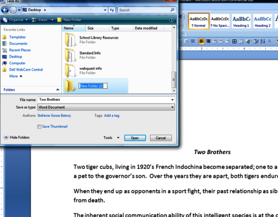 The Library Wizard: New Folders in Windows Explorer