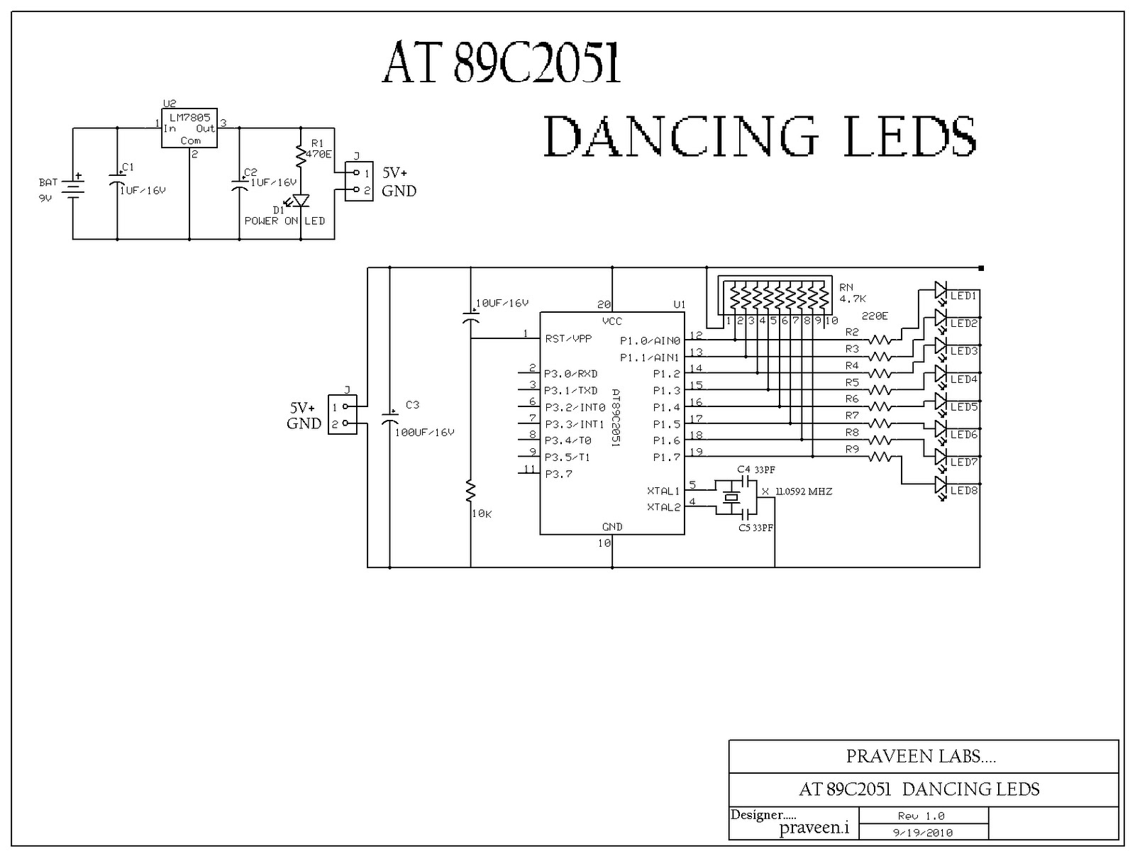 Electrical and Electronics: AT89C2051 based DANCING LEDS