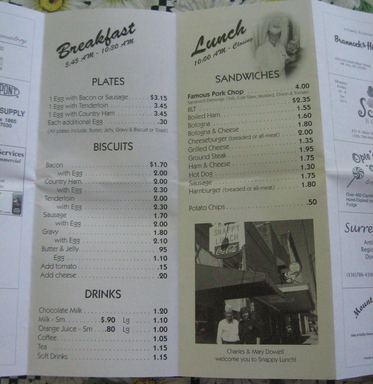 Fun Things to See and Do in North Carolina: Snappy Lunch - Mount Airy ...