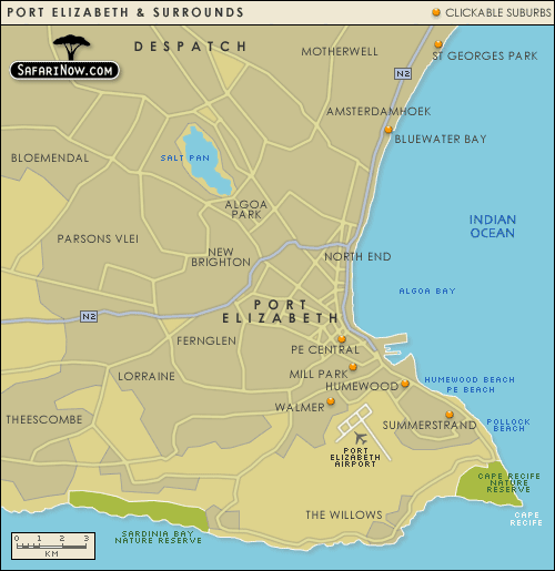 MAPA DE PUERTO ELIZABETH :: Estadio Bahia de Nelson Mandela Bay (Puerto ...
