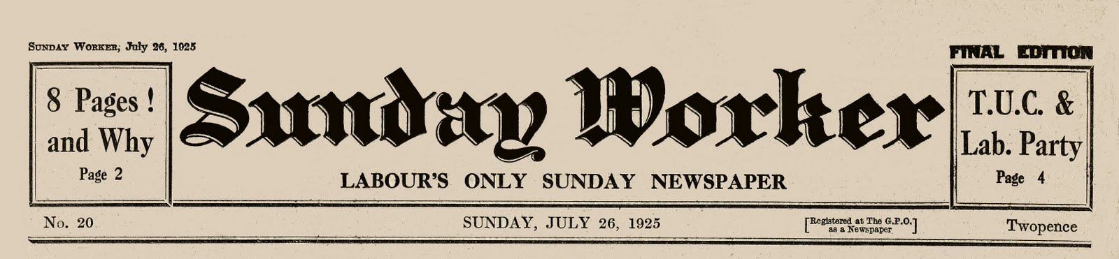 Hayes Peoples History: Sunday Worker - 1925-1929