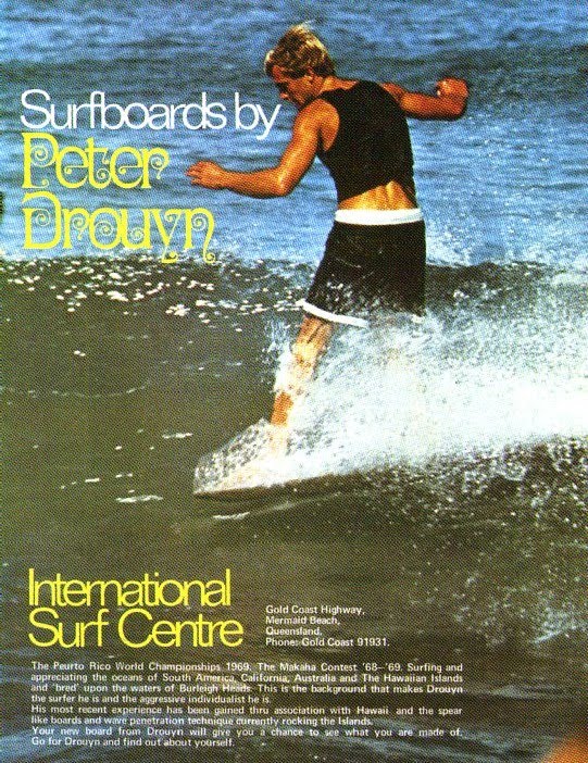 vintage surfboard collector UK: Peter Drouyn single fin