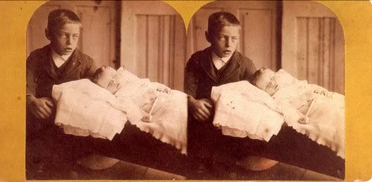 Early Post Mortem Photography: Dead Baby With Brother
