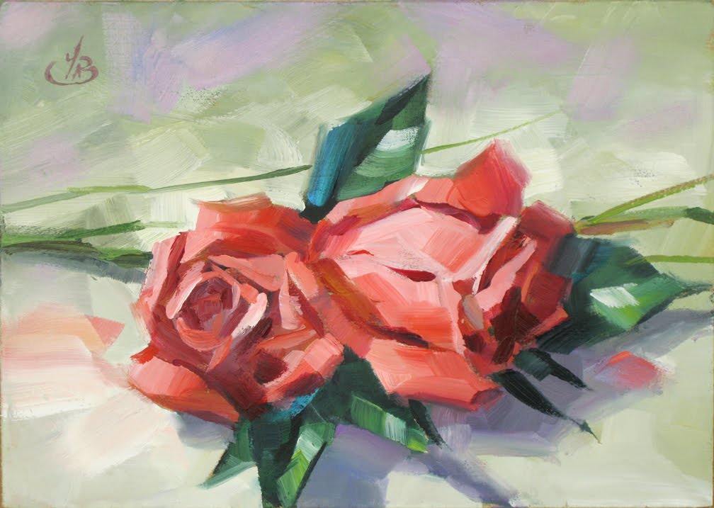 Daily Painters of California: ROSES, TOM BROWN FLORAL STILL LIFE