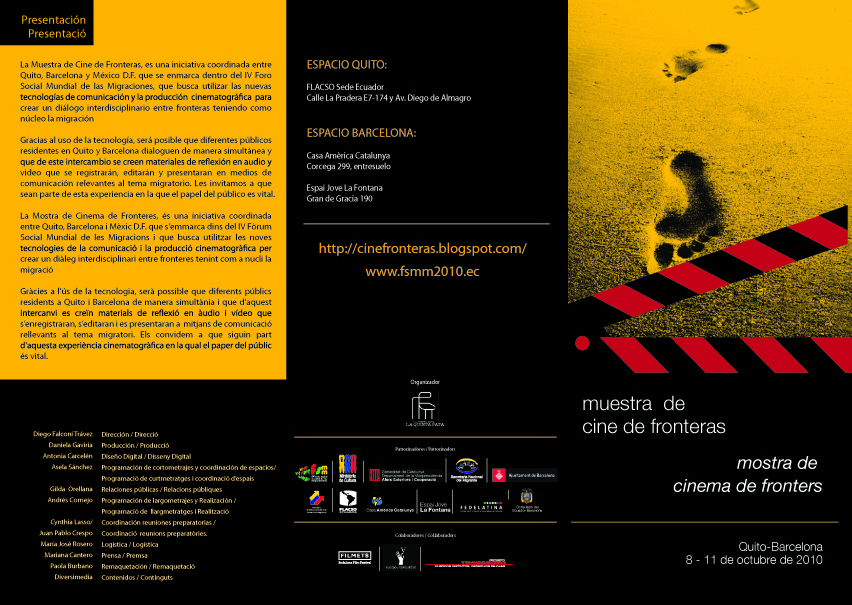 Muestra simultánea de CINE DE FRONTERAS (Quito-Barcelona): Tríptico ...