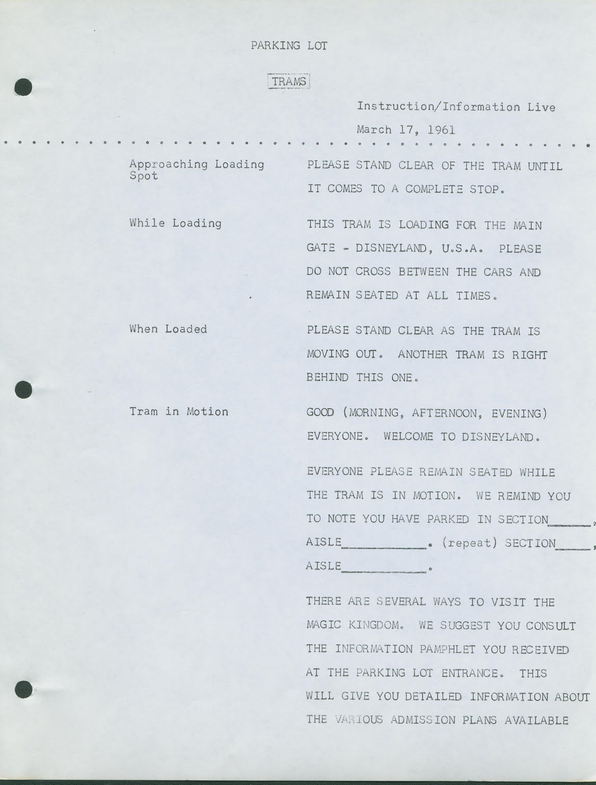 Vintage Disneyland Goodies: Tram Scripts (Get It? HA!)