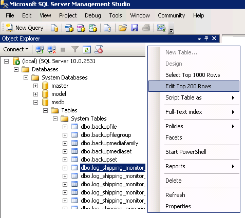 Nicholas Bisciotti's Blog: SQL Server 2008: Edit Top 200 Rows