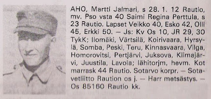 Kalajoki: Isäni Martti Aho Isänmaata puolustamassa