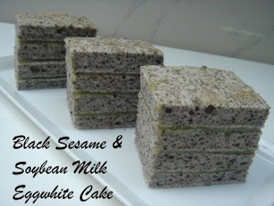 Yochana's Cake Delight! : Black Sesame & Soybean Milk Eggwhite Cake