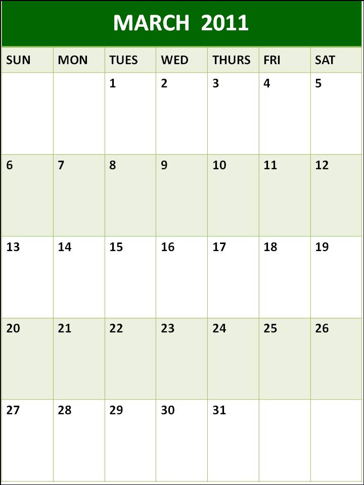 yearly calendar 2011