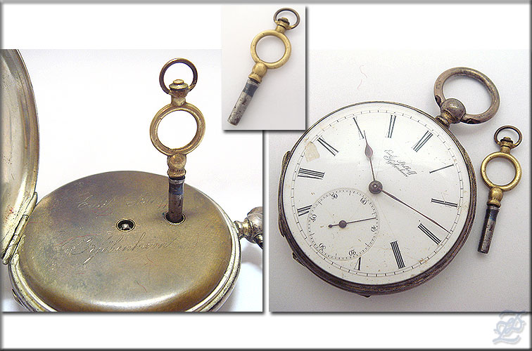 6-POSITIONS: ANTIQUE POCKET WATCH KEY WIND ORIGINAL CASE