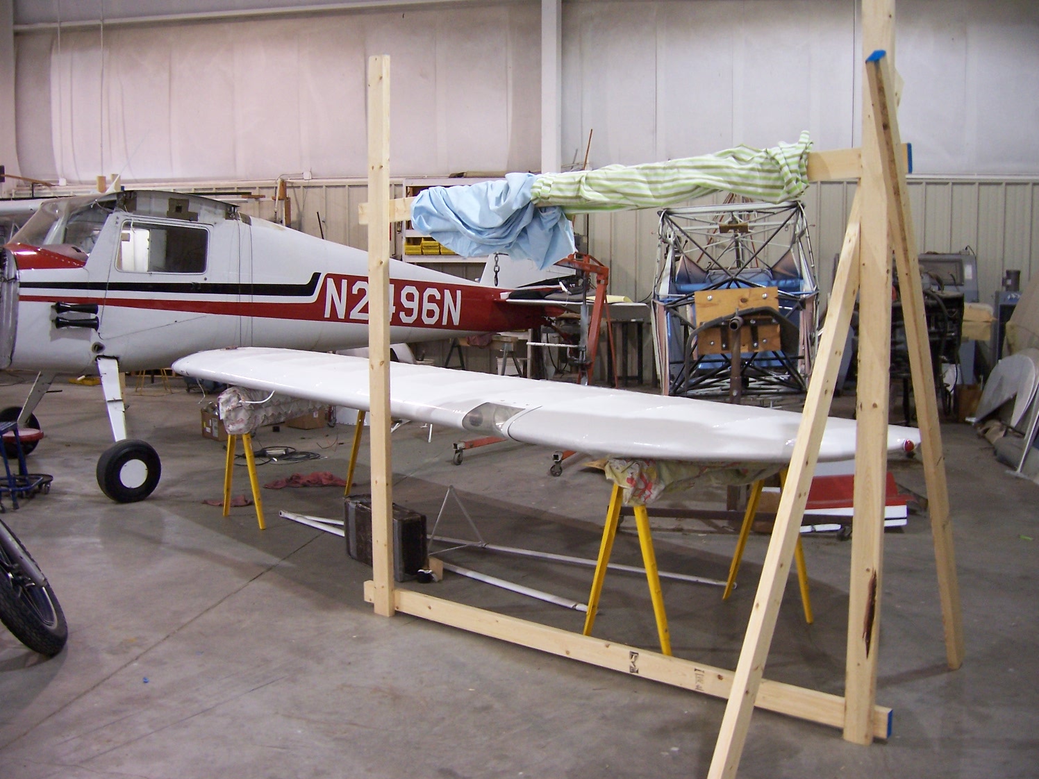N2496N, '47 Cessna 120: Wing and fuel tank removal.