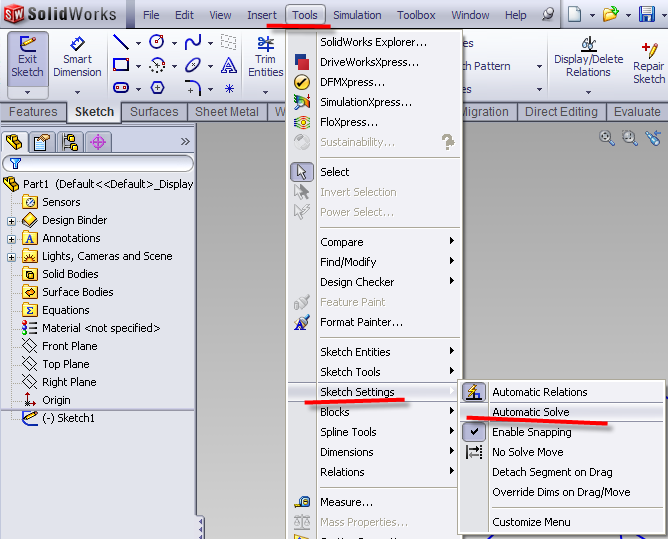 Kitab Sakti SolidWorks: Mengenal Sketch Settings - Automatic Solve