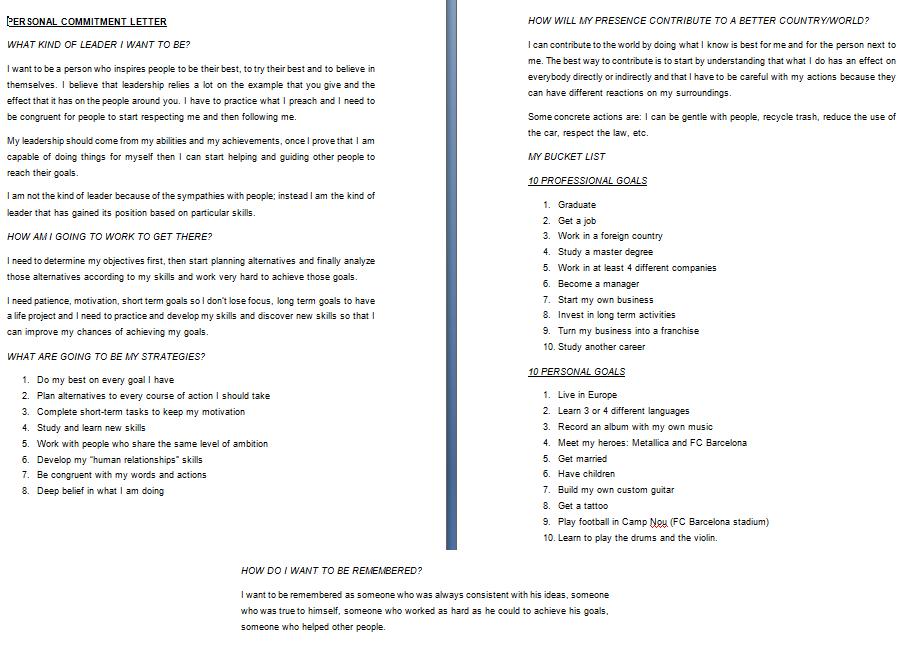 Personal Branding 2009: COMMITMENT LETTER & BUCKET LIST