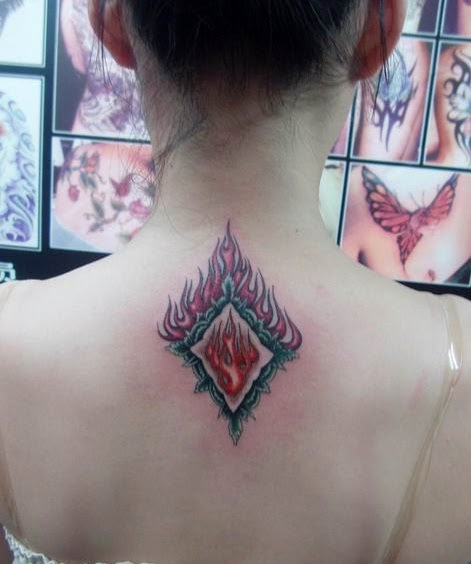 Free Tattoo Designs : Fire tattoo on the back