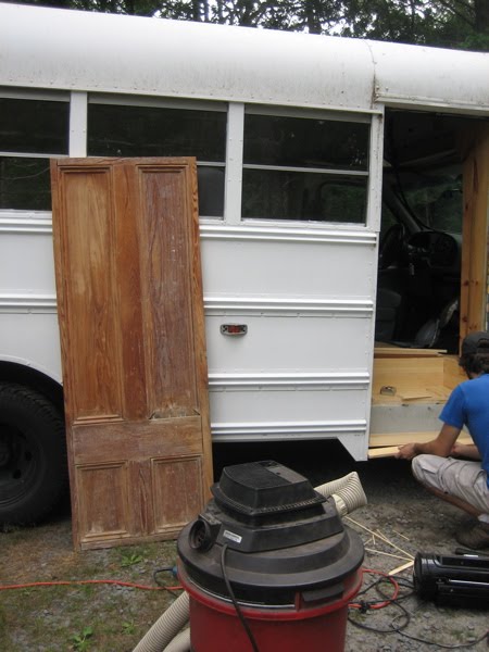 Replacing Bus Door with Wooden Exterior Door - School Bus Conversion ...