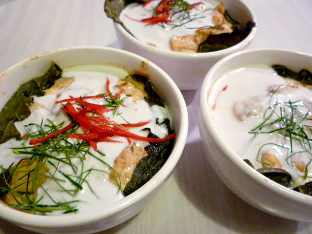 3 hungry tummies: Ho Mok Pla ห่อหมกปลา Steamed Curried Custard With Fish