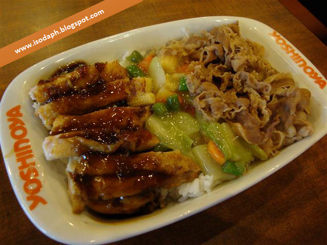 Yoshinoya : Jumbo Plate A ( Gyudon Beef and Chicken Teriyaki with Mixed ...