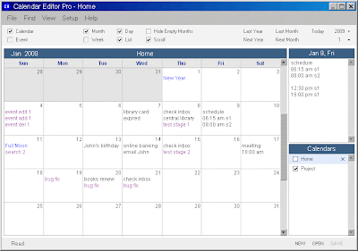 Free Portable Application: Calendar Editor Pro V3.01