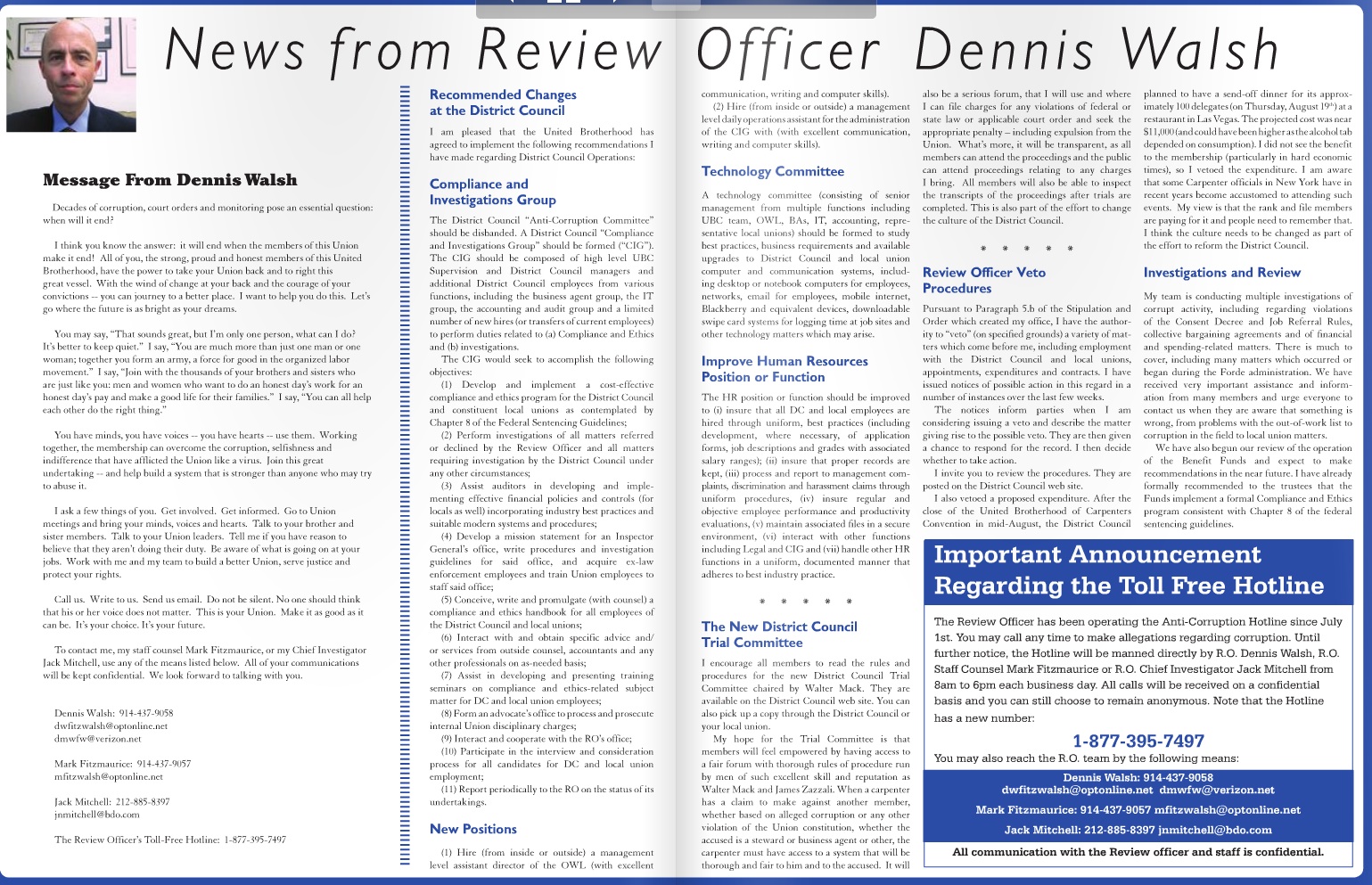 Local 157 blogspot: News From Review Officer Dennis Walsh, Recommended ...