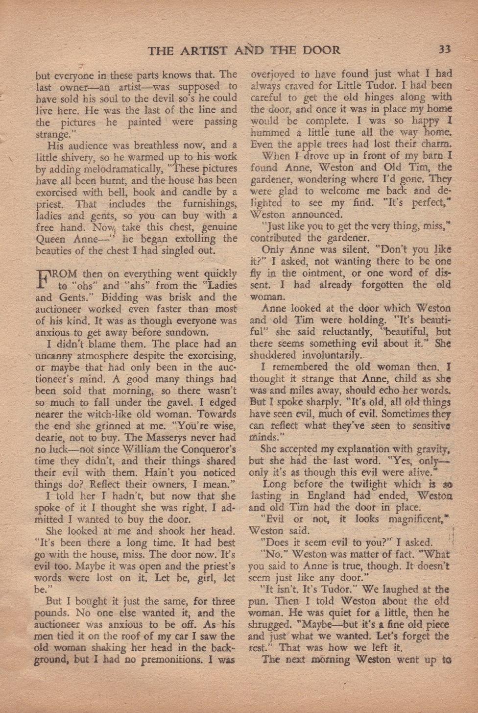 Two-Fisted Tales of True-Life Weird Romance!: The Artist and the Door ...