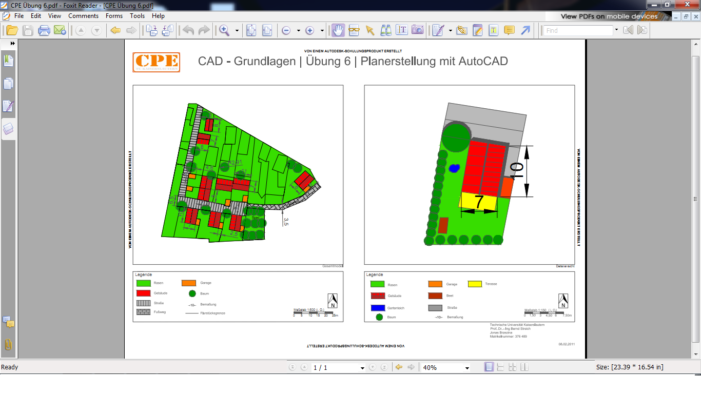 Raumplanung: Übung 6 Planerstellung mit AutoCAD