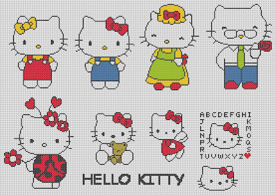 grilles point de croix: grilles point de croix HELLO KITTY