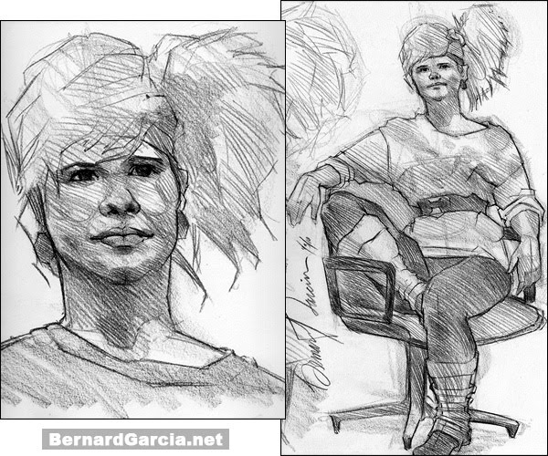 Drawing and Sketching by Artist Bernard Garcia: Portait Drawing of 1980 ...