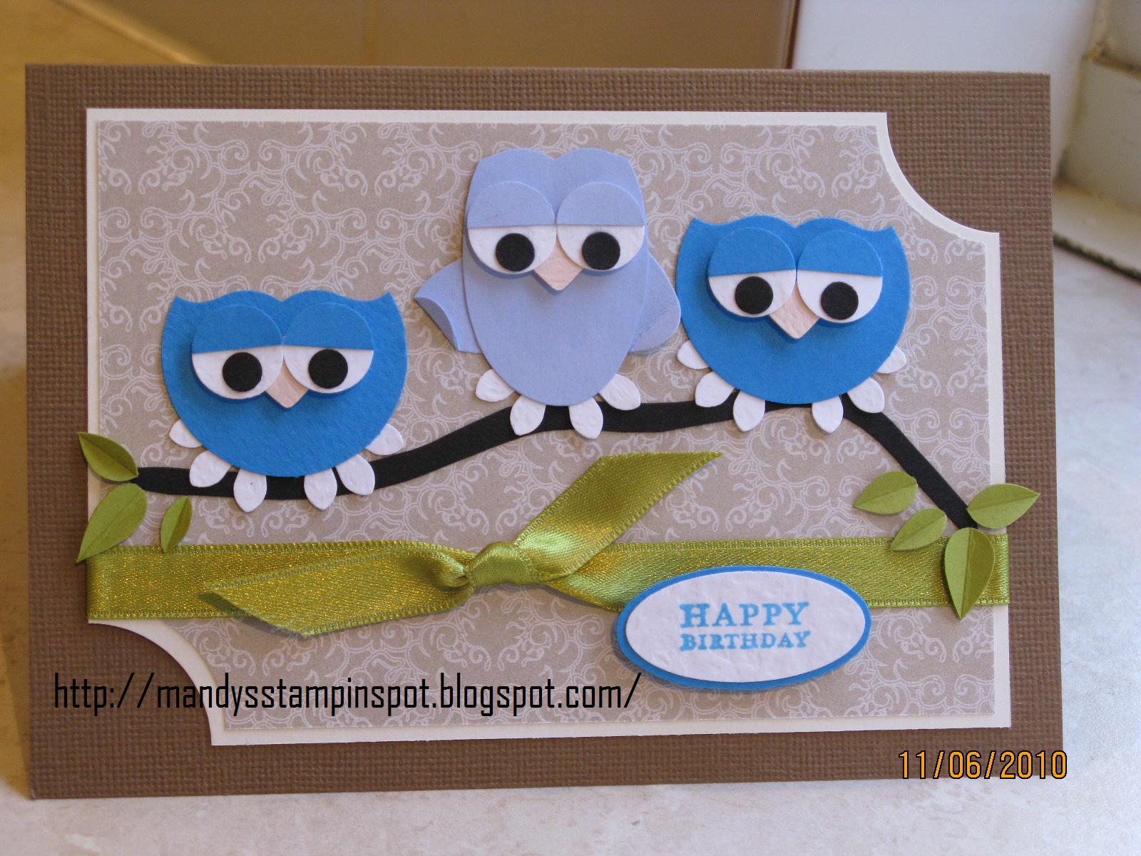Mandy's Stampin Spot: Punch art Owls on a branch