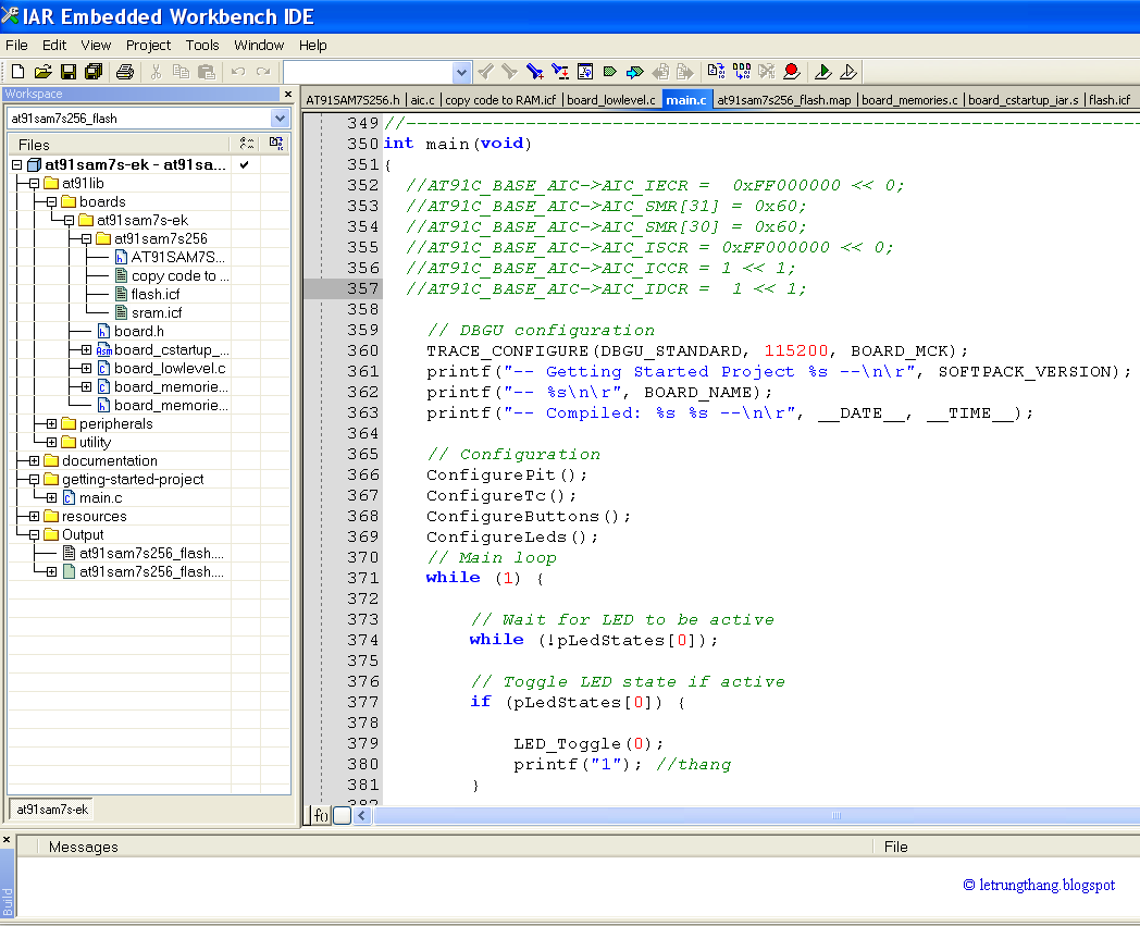 Thang Le: Getting started IAR Embedded Workbench for ARM with AT91SAM7S256