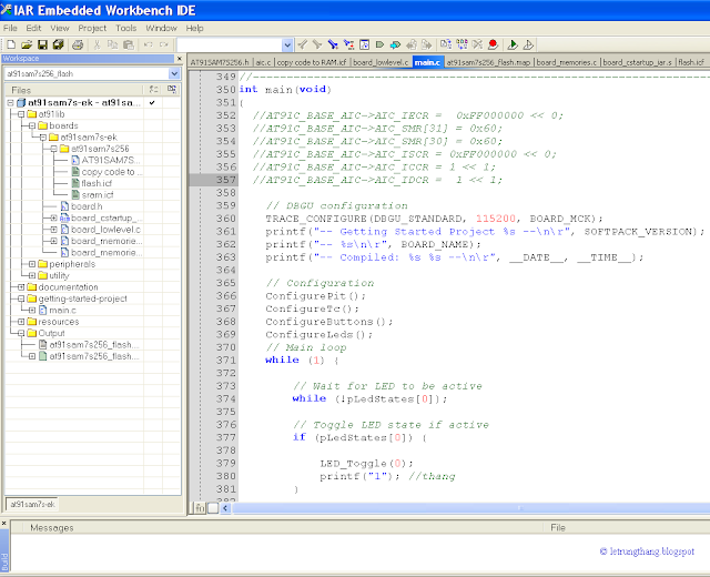 Thang Le: Getting started IAR Embedded Workbench for ARM with AT91SAM7S256