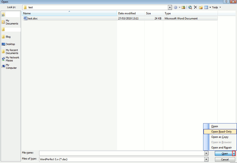 A Consuming Experience: Open Word document as read-only (one-off)