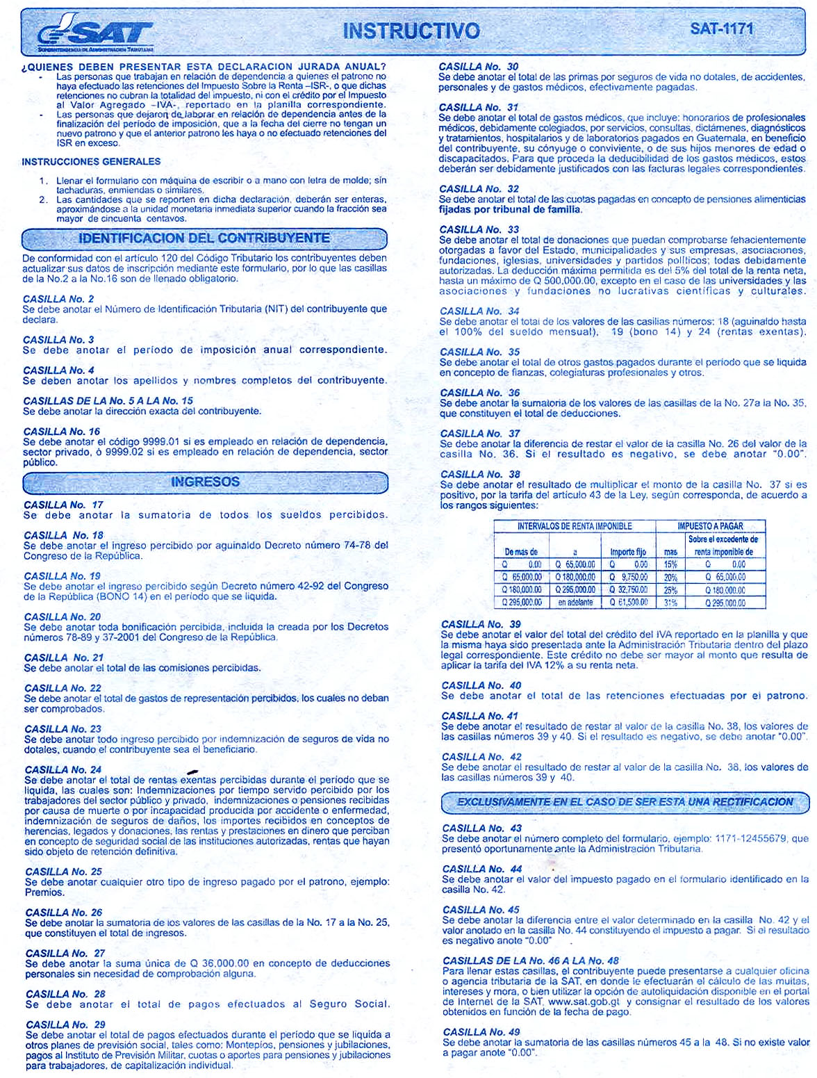 FORMULARIOS PARA EMPRESAS: Instructivo sat 1171 impuesto sobre la renta