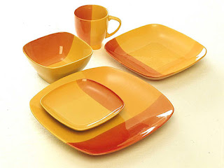 Chi Omega Decor: Red and Yellow Dinnerware Set