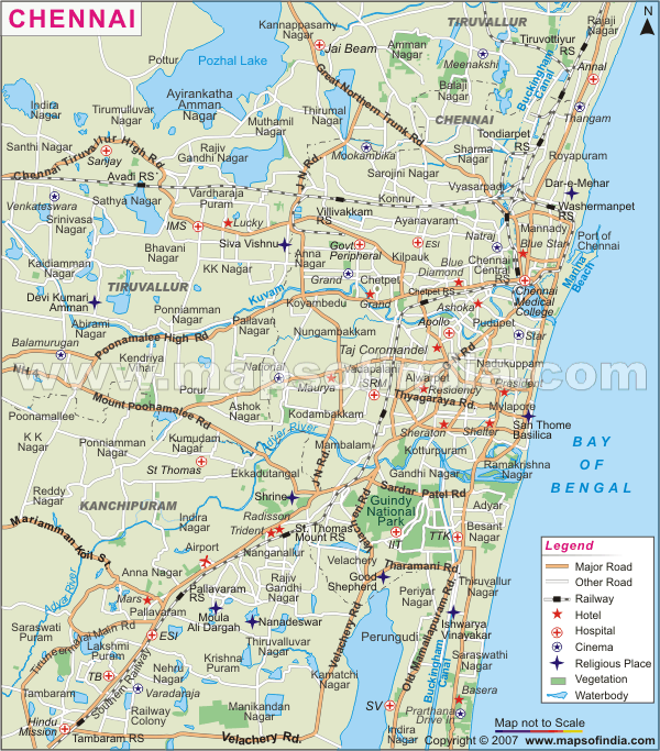 India - Pristine Beauty: Chennai map - Pretty simple to drive :)
