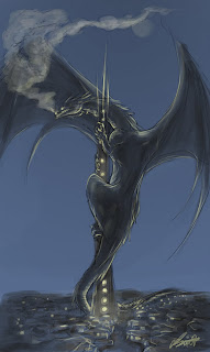 Dragon's Breath: Dragon climbing thin tower