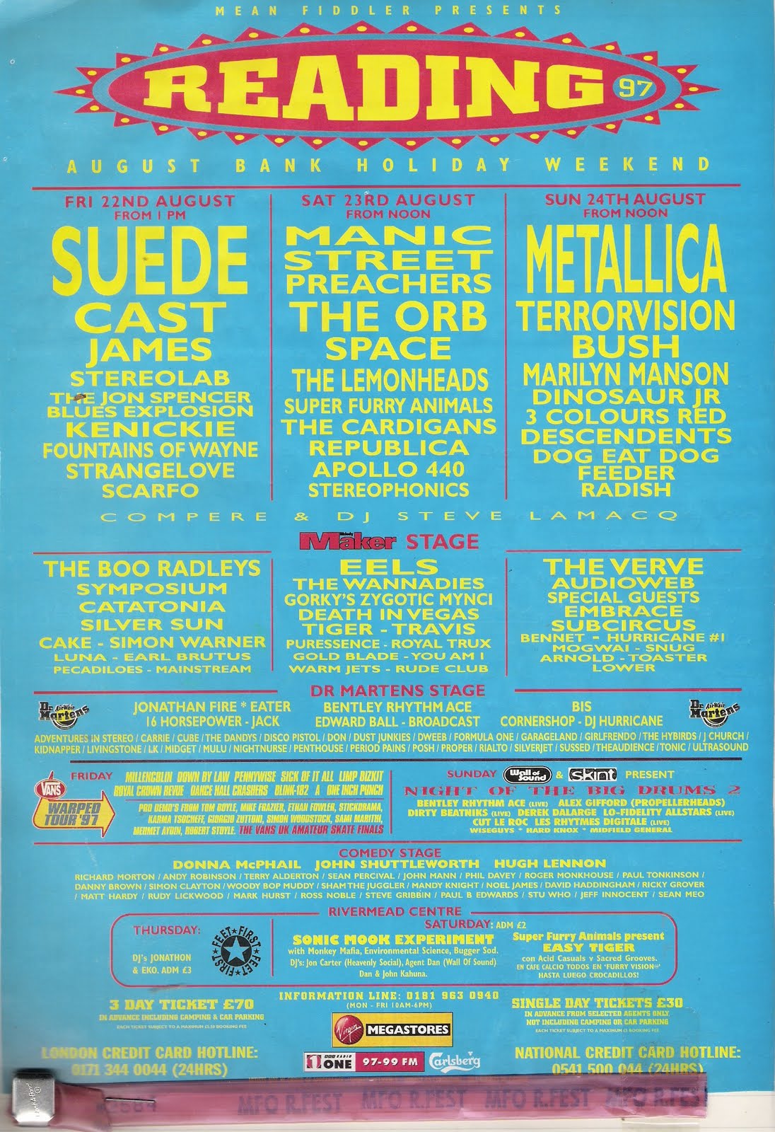 David Rose's Gig Diaries: 358 THE 1997 READING FESTIVAL